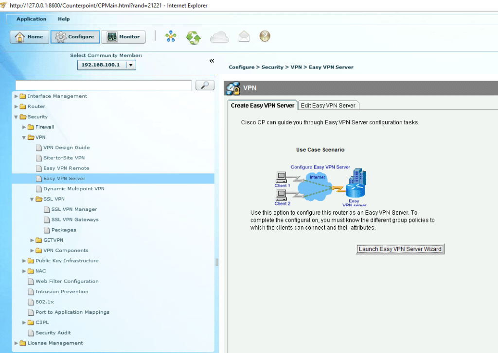 Configurare Easy VPN Server Su Router Cisco 887 Con Cisco Configuration ...