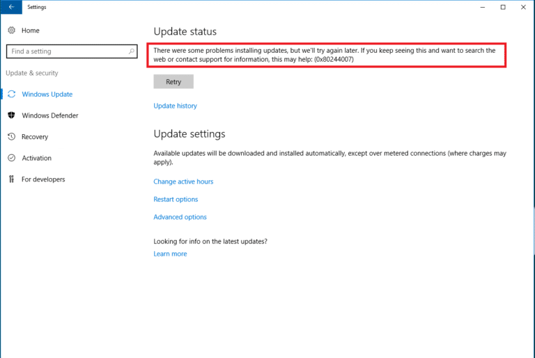 Risoluzione dell'Errore di Windows Update 0x80244007 - SOAP client ...
