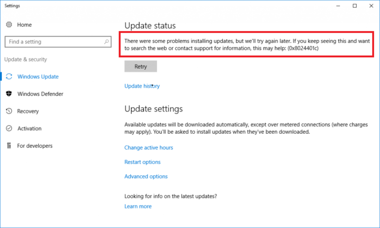 Risoluzione dell’Errore di Windows Update 0x8024401c – The server timed ...