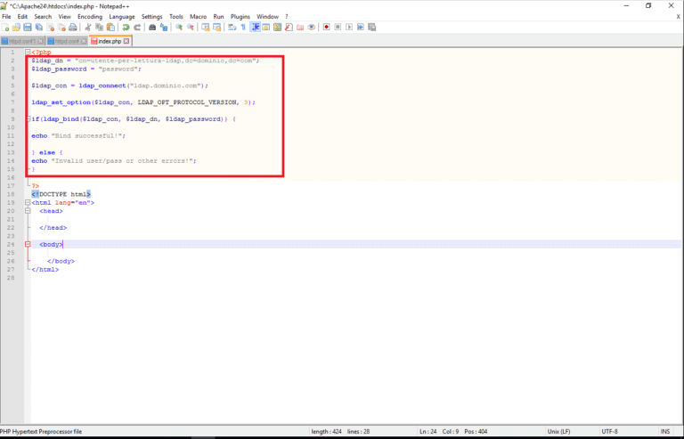 Abilitare La Configurazione LDAP Con Active Directory Su Apache 2.4 E PHP 7.4 Installato Su ...