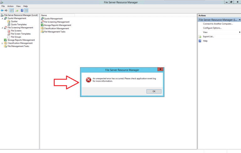 Risoluzione Dell'Errore MMC Del File Server Resource Manager In Fase Di ...